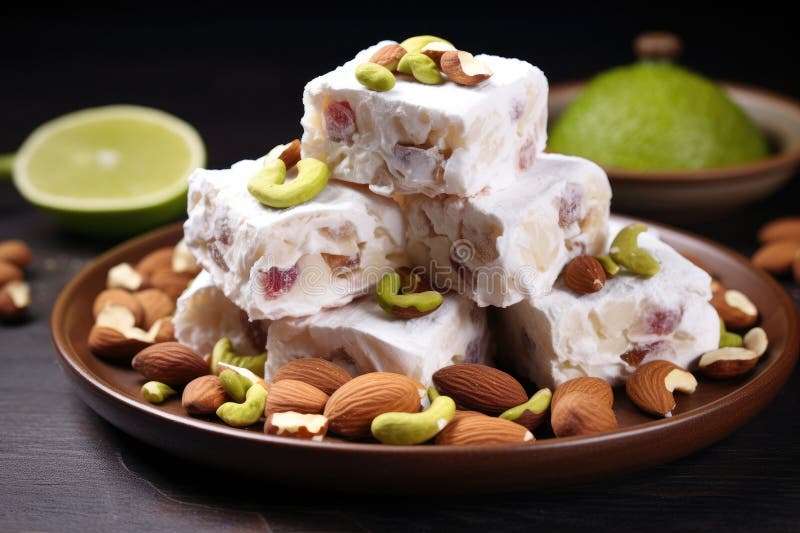 Eastern Sweets Turkish Delight, Lokum with Nuts Stock Illustration ...