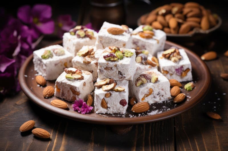 Eastern Sweets Turkish Delight, Lokum with Nuts Stock Illustration ...