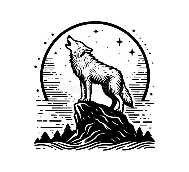 Eastern Timber Wolf Hand Drawn Vintage Vector Illustration Stock ...