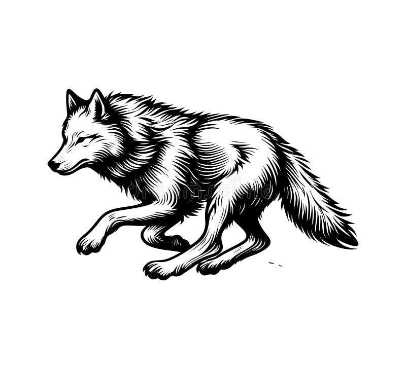 Eastern Timber Wolf Hand Drawn Vintage Vector Illustration Stock ...