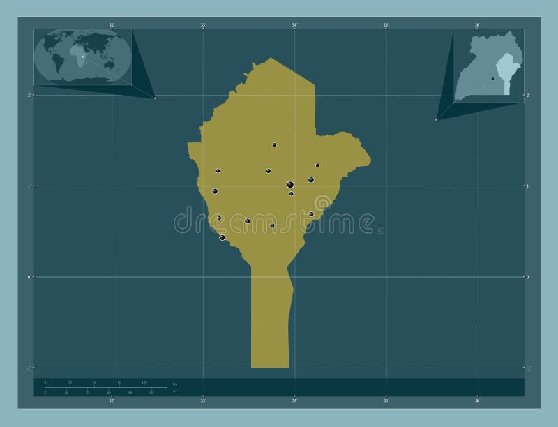 Eastern, Uganda. Solid. Major Cities Stock Illustration - Illustration ...
