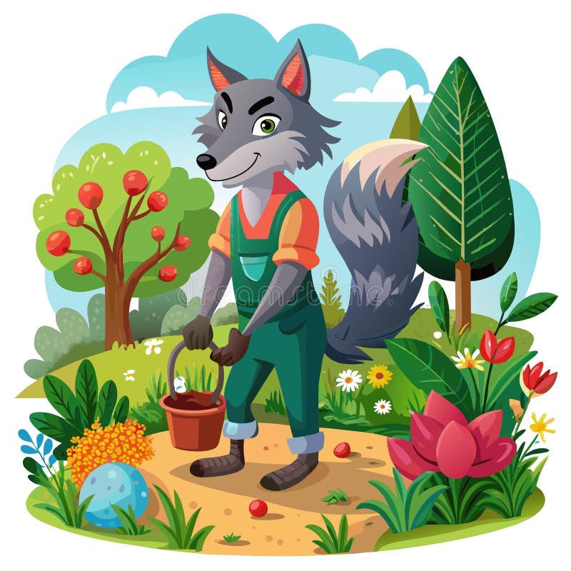 Eastern Wolf Helpful Stay Garden Vector Stock Vector - Illustration of ...