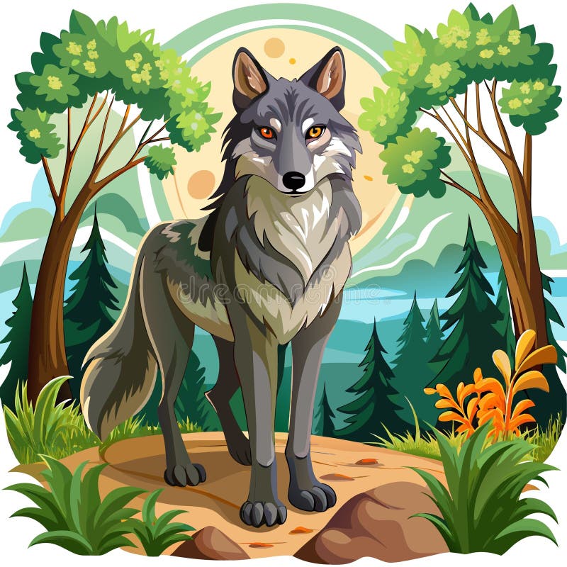 Eastern Wolf Hostile Goes Jungle Vector Stock Vector - Illustration of ...