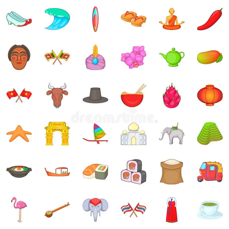 Eastward Icons Set, Cartoon Style Stock Vector - Illustration of japan ...