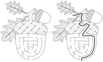 Easy acorn maze stock vector. Illustration of labyrinth - 77191027