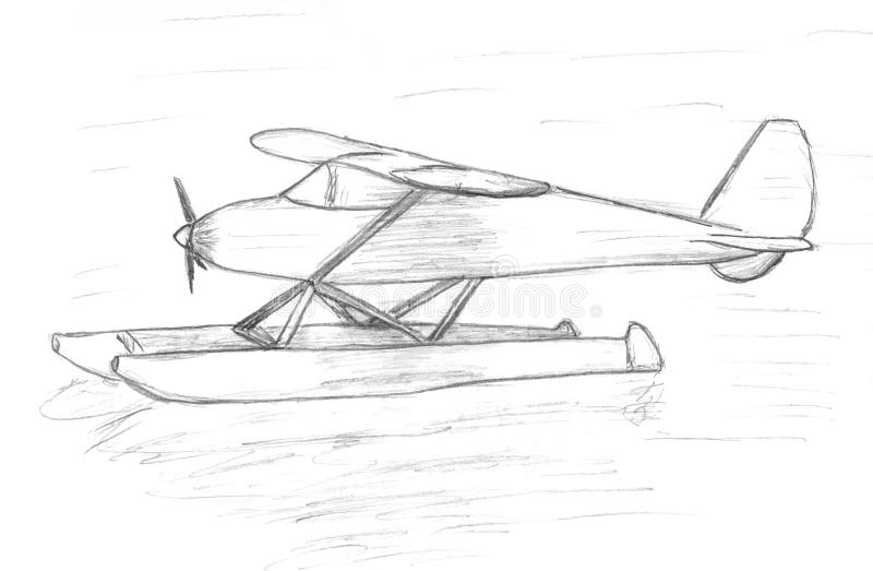 Easy Airplane Sits on the Water, Sketch Stock Illustration ...