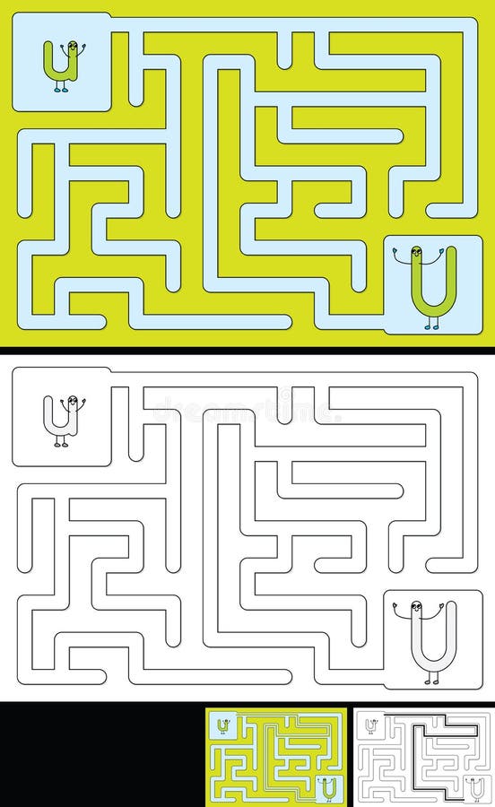 Easy Alphabet Maze - Letter U Stock Vector - Illustration of writing ...