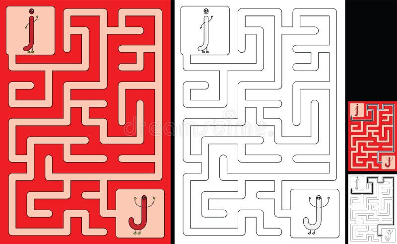 Easy Alphabet Maze - Letter J Stock Vector - Illustration of alphabet ...