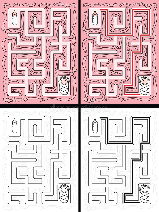 Easy piglet maze stock vector. Illustration of educational - 68855008