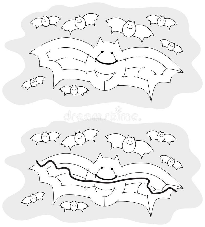 Easy bat maze stock vector. Illustration of educational - 76581910