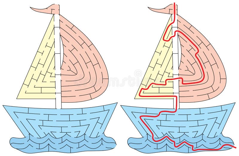 Easy boat maze stock vector. Illustration of easy, puzzle - 113285777