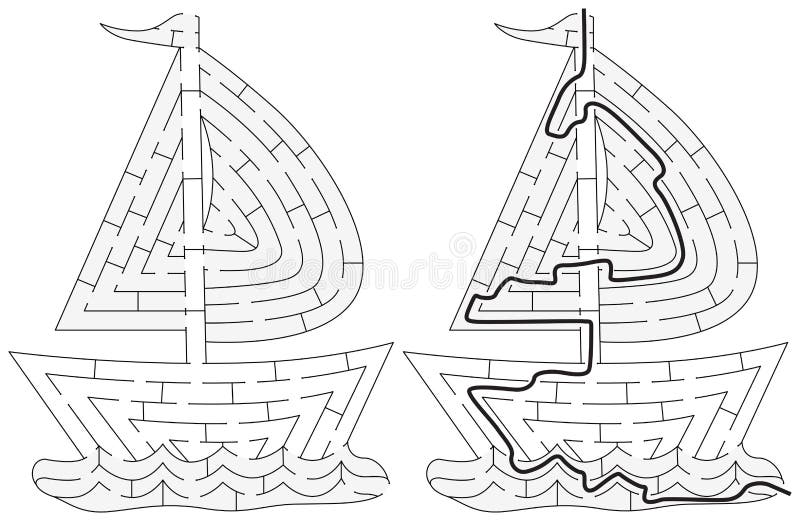 Easy boat maze stock vector. Illustration of cartoon - 112647009