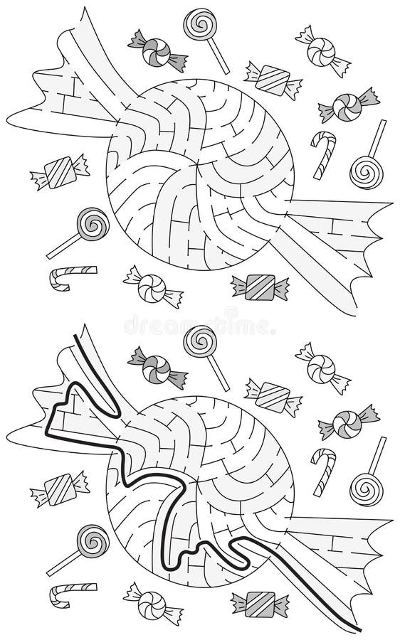 Easy candy maze stock vector. Illustration of sweets - 93049144