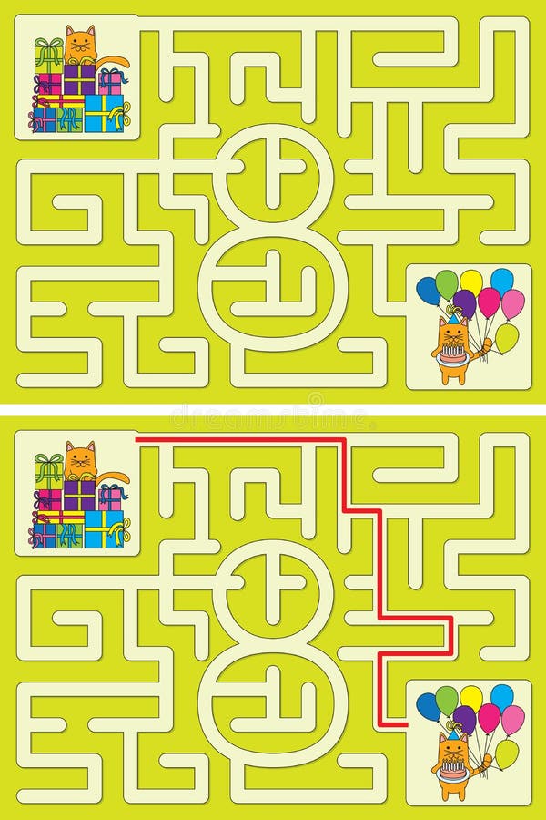 Easy Cat Maze - Learning Number 8 Stock Vector - Illustration of eight ...