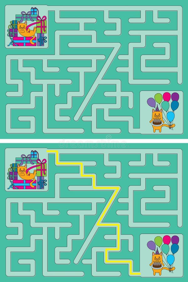Easy Cat Maze - Learning Number 7 Stock Vector - Illustration of candle ...