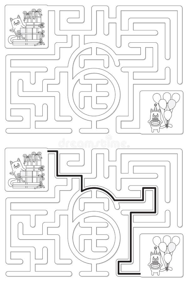 Easy Cat Maze - Learning Number 3 Stock Vector - Illustration of ...