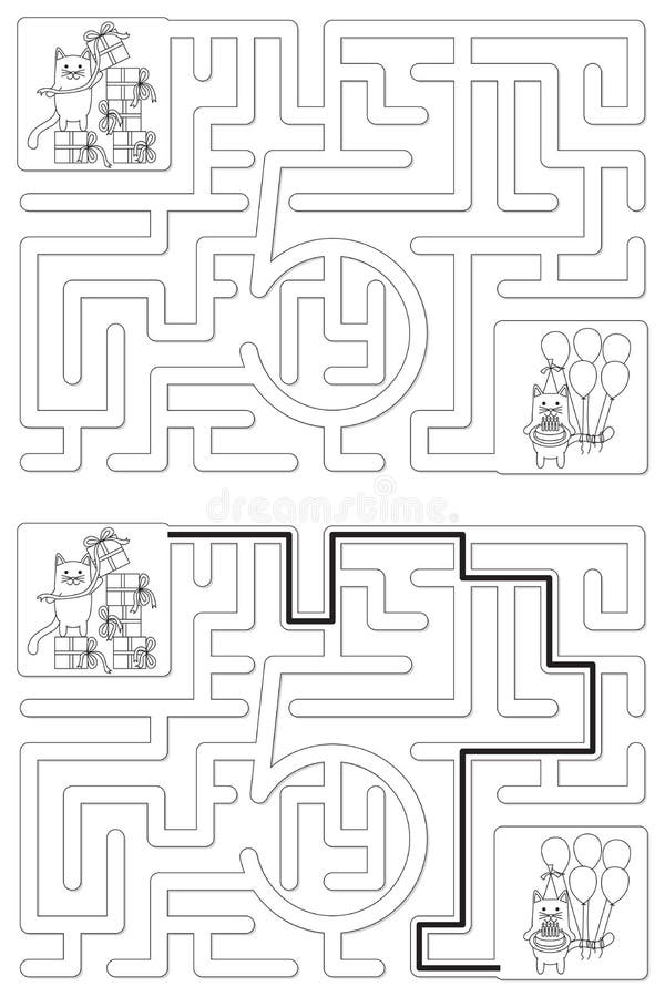 Easy Cat Maze - Learning Number 5 Stock Vector - Illustration of ...