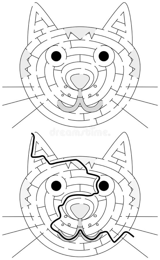 Easy cat maze stock vector. Illustration of puzzle, educational - 102294159