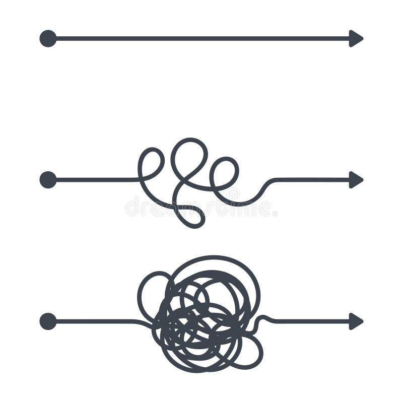 Easy and Chaos Way Complex. Simple and Difficult Arrow Concept ...