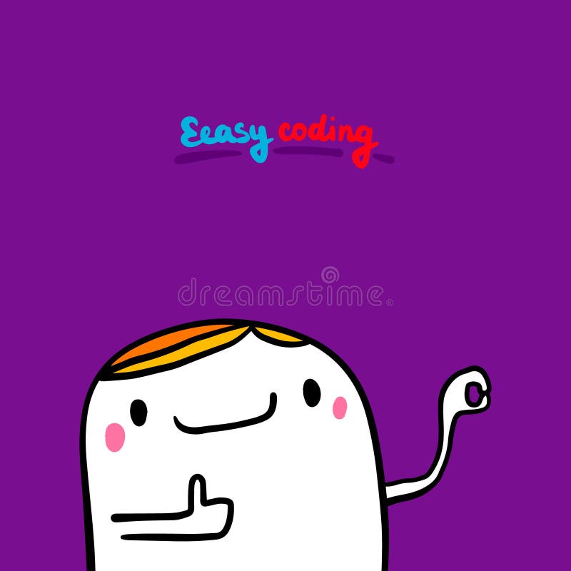 Easy Coding Hand Drawn Illustration in Cartoon Style Stock Illustration ...