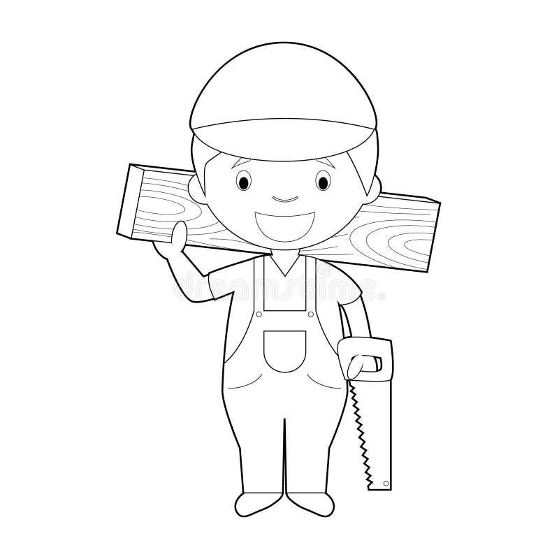 Easy Coloring Cartoon Vector Illustration of a Carpenter Stock Vector ... Easy Coloring Cartoon Vector Illustration of a Carpenter Stock Vector ...