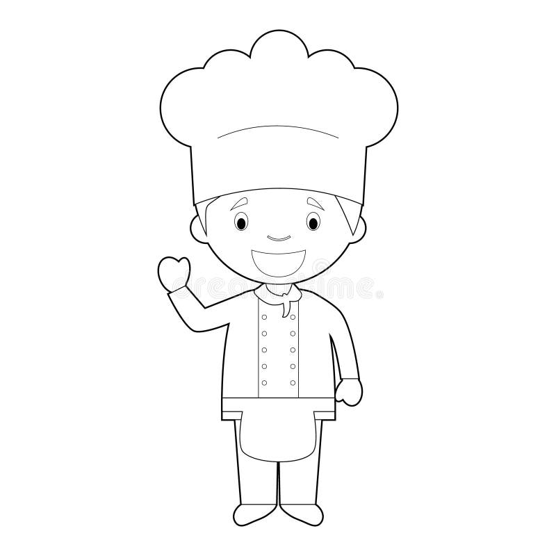 Easy Coloring Cartoon Vector Illustration of a Chef Stock Vector ...