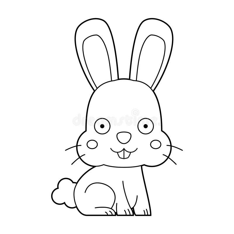 Easy Coloring Cartoon Vector Illustration of a Rabbit Stock Vector ...