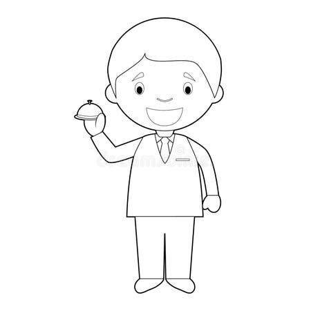 Easy Coloring Cartoon Vector Illustration of a Receptionist Stock ...