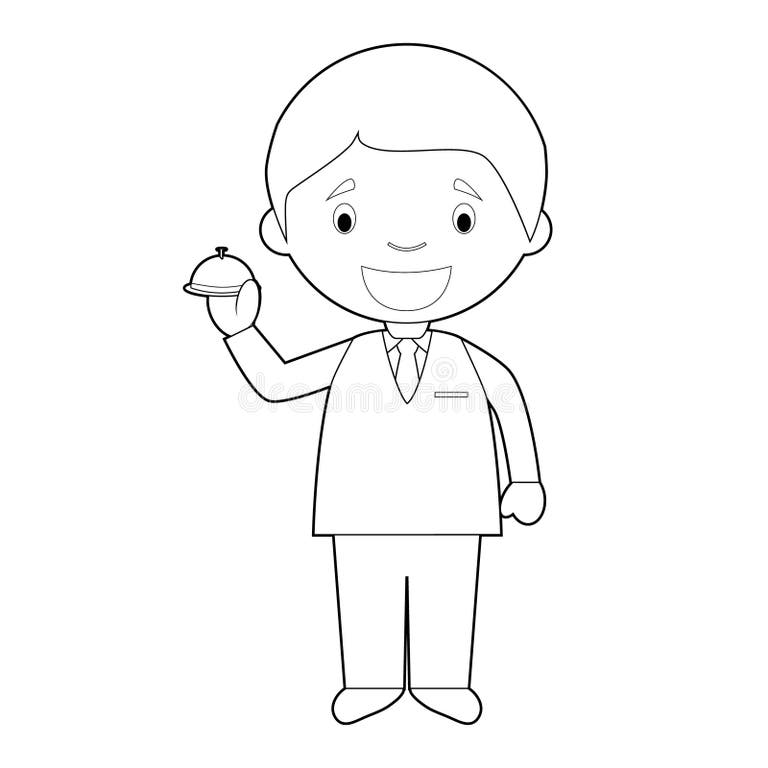 Easy Coloring Cartoon Vector Illustration of a Receptionist Stock ...