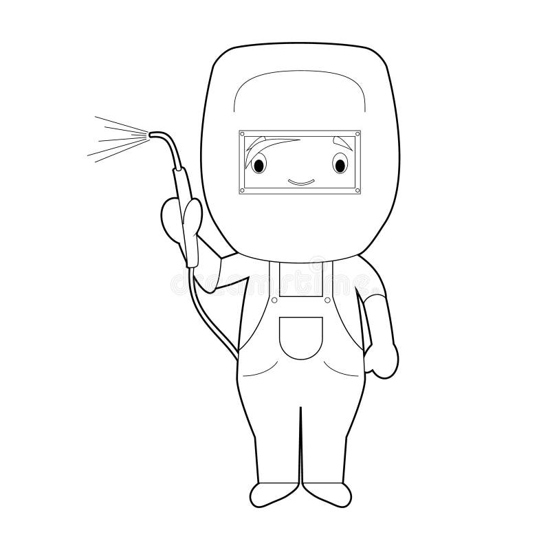 Easy Coloring Cartoon Vector Illustration of a Welder Stock Vector ...