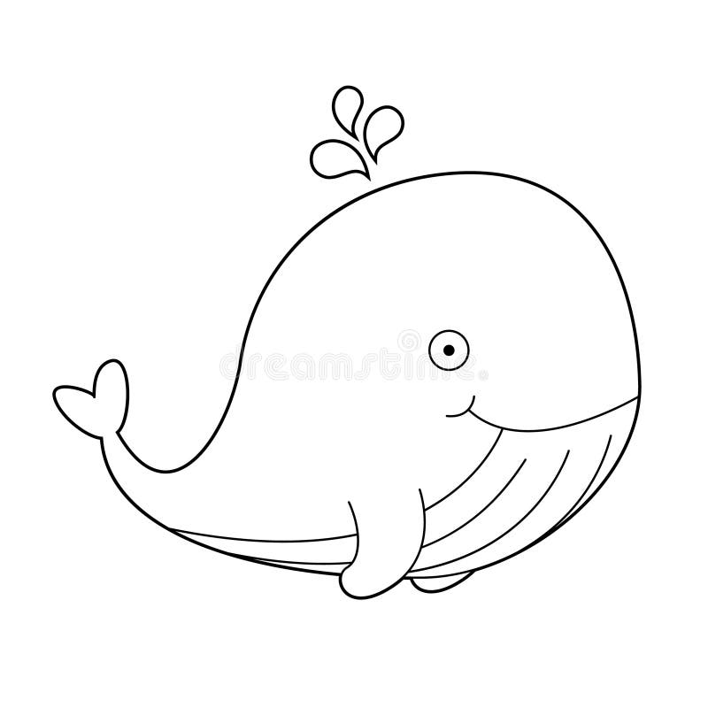 Easy Coloring Cartoon Vector Illustration of a Whale Stock Vector ...