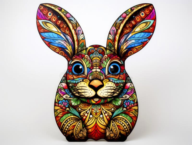 Easy Cute Already Colored Coloring Book Page of Easter Bunny with ...