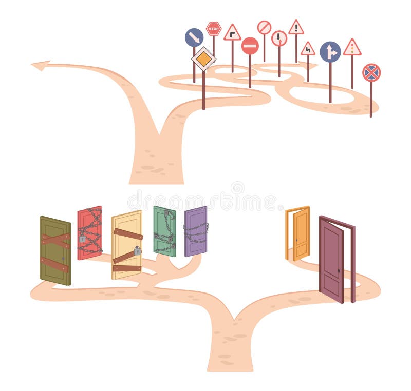 Path Choice Icons for Multiple Direction Solutions Stock Vector ...