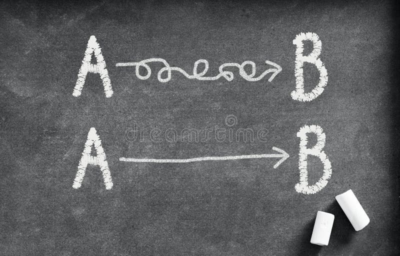 Easy and Difficult Way from Point a To Point B Drawn on Blackboard ...