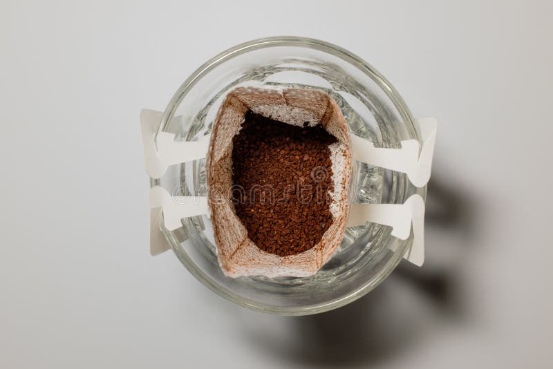 Easy Disposable Drip Bag Coffee Stock Photo - Image of ground, simple ...