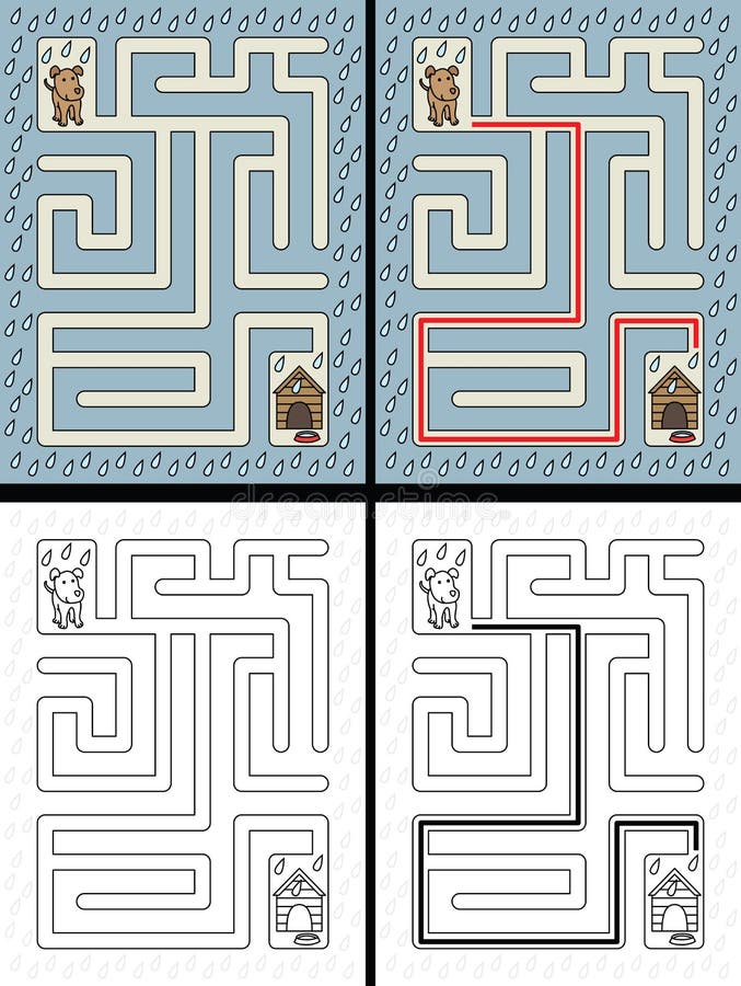 Easy dog maze stock vector. Illustration of worksheet - 76084933