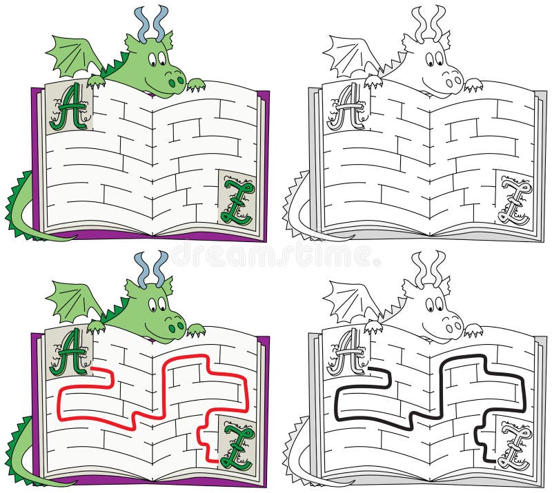 Easy dragon maze stock vector. Illustration of game, maze - 76882407