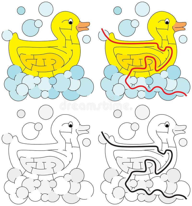 Easy duck maze stock vector. Illustration of path, game - 78188831