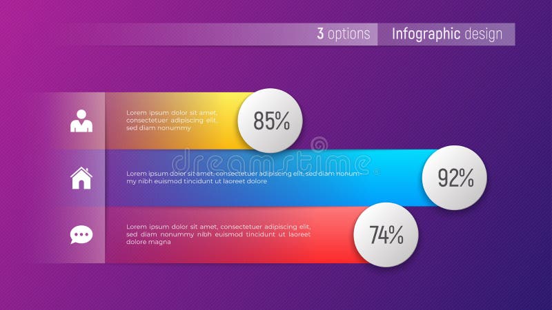 Easy Editable Vector 3 Options Infographic Design, Bar Chart, Pr Stock ...