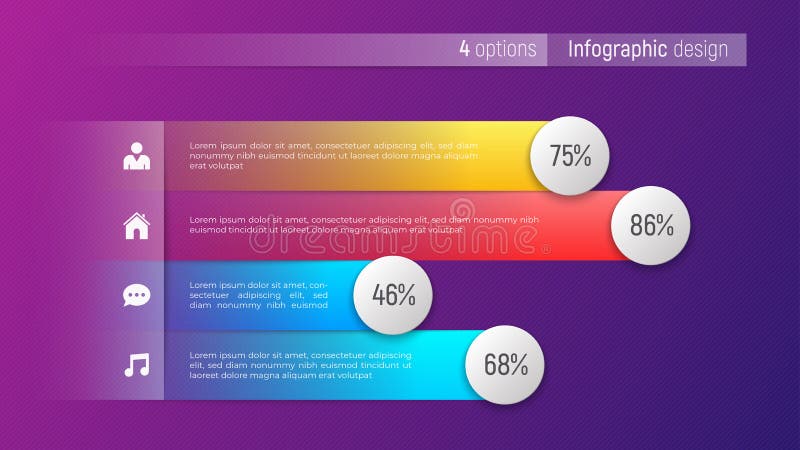 Easy Editable Vector 4 Options Infographic Design, Bar Chart, Pr Stock ...