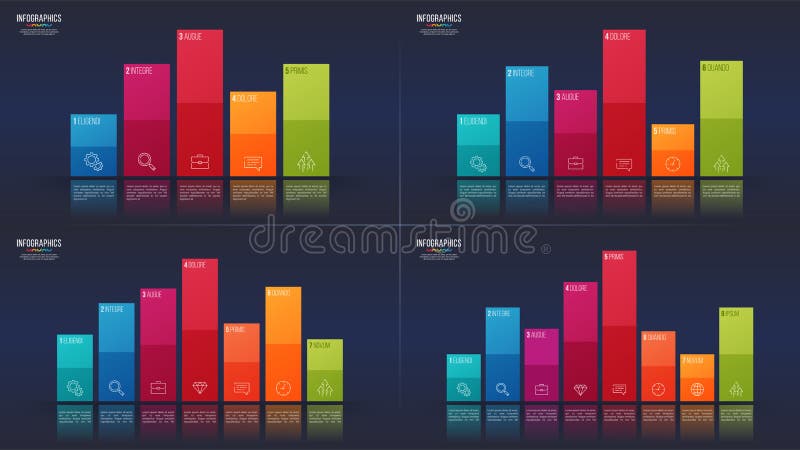 Easy Editable Vector 5 6 7 8 Options Infographic Designs, Bar Ch Stock ...