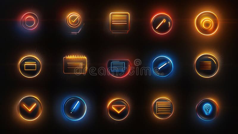 Easy and Efficient Neon Lights Icons for Streamlined Technical Support ...