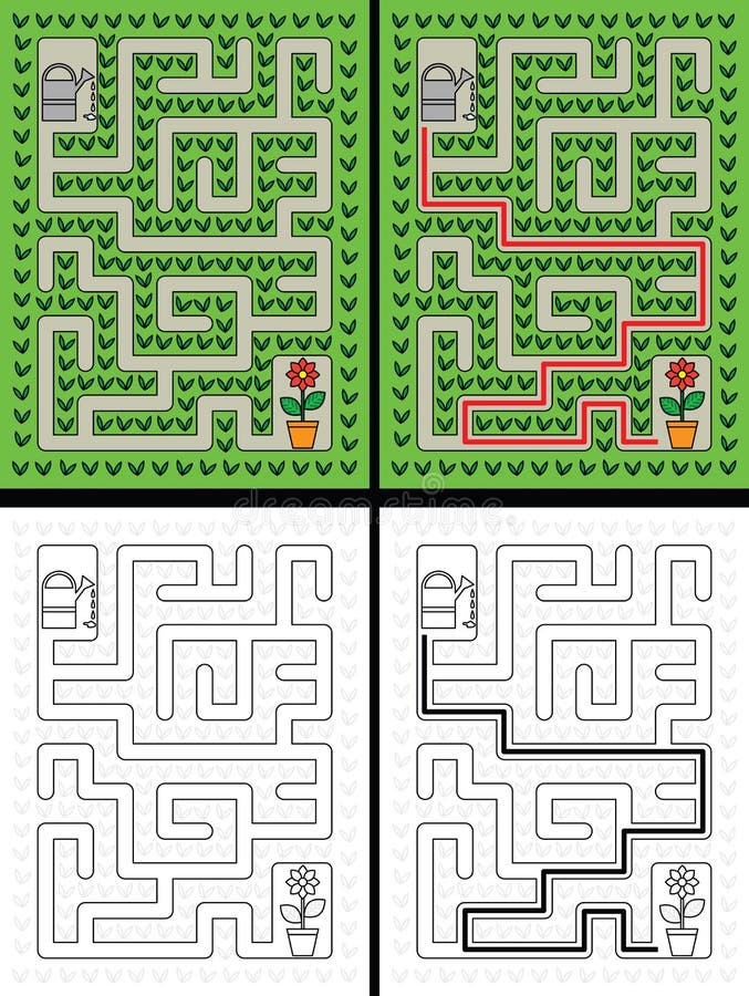 Easy flower maze stock vector. Illustration of drawing - 68308352
