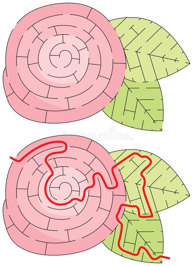 Easy flower maze stock vector. Illustration of worksheet - 107558057