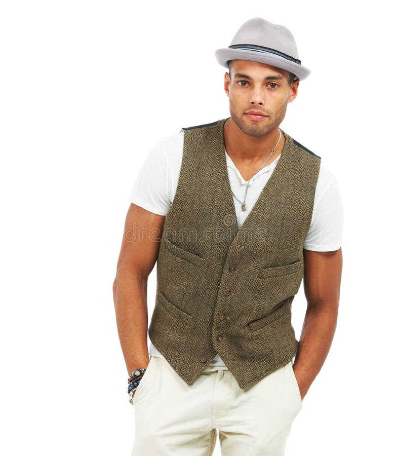 Easy-going Style. Trendy Young Man Standing Casually with Hands in ...