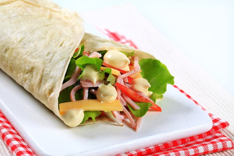 Easy ham and cheese wrap stock image. Image of sandwich - 57051929