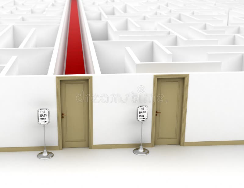 The easy and the hard way stock illustration. Illustration of succeed ...