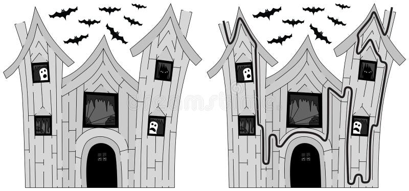 Easy haunted house maze stock vector. Illustration of composition ...