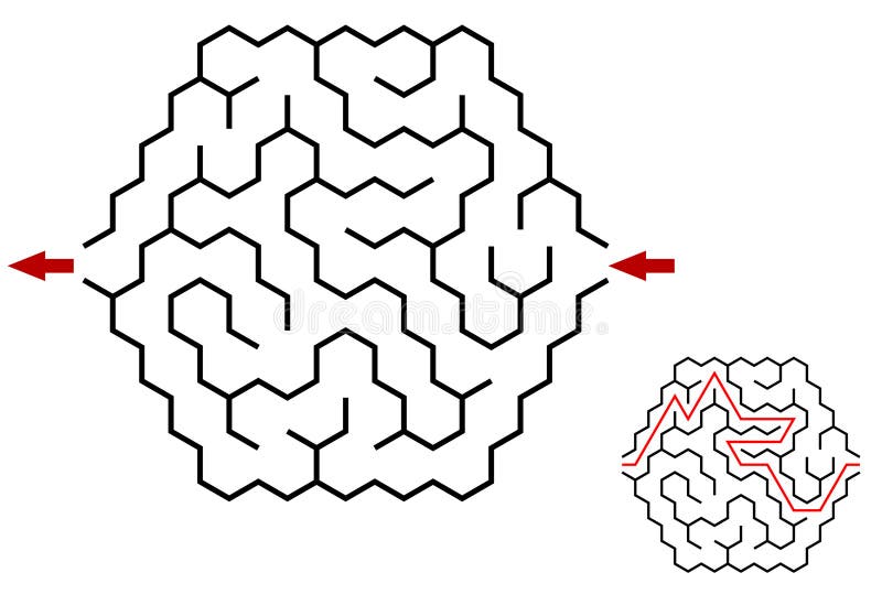 Easy Hexagonal Vector Labyrinth. Children Logic Game for Brain Training ...
