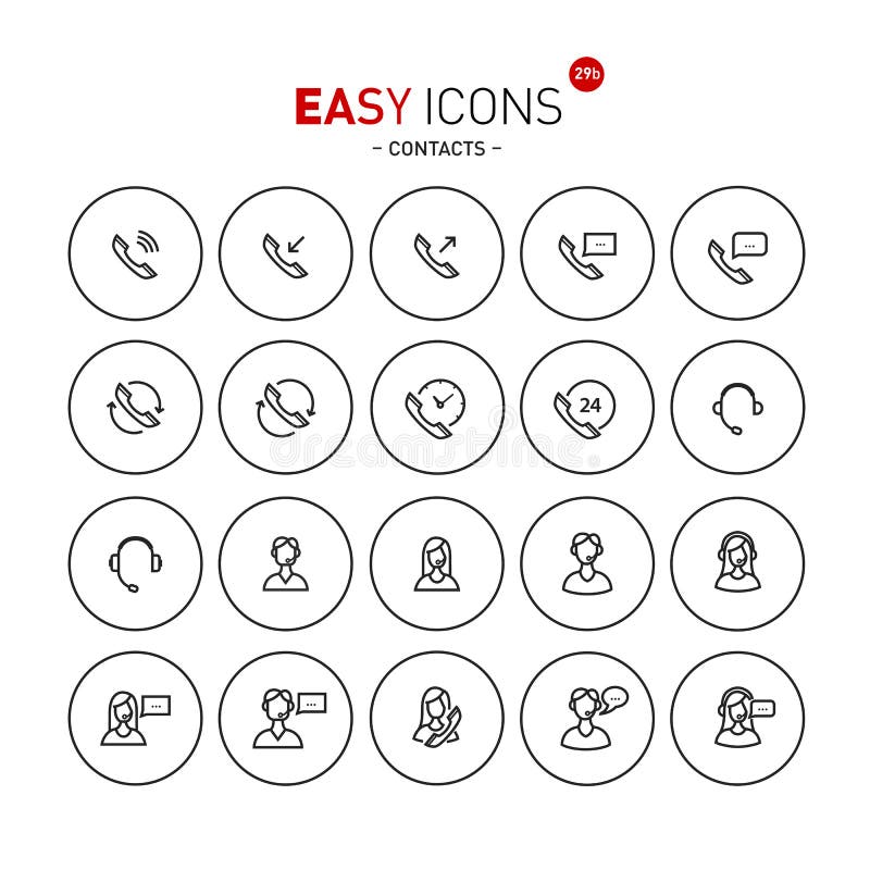 Easy icons 29b Contacts stock vector. Illustration of headphone - 95899989